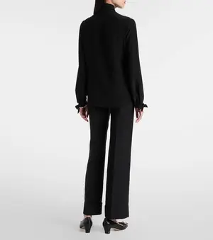 Valentino Garavani Bow-detail Silk Crepe Blouse - Black