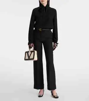 Valentino Garavani Bow-detail Silk Crepe Blouse - Black
