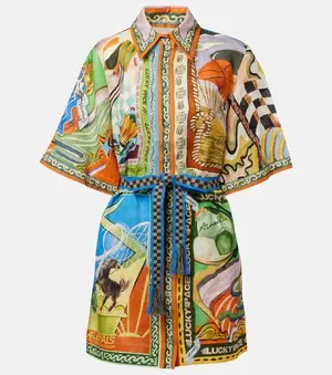 ALEMAIS Lucky Pace Printed Linen Shirt Dress - Multicoloured