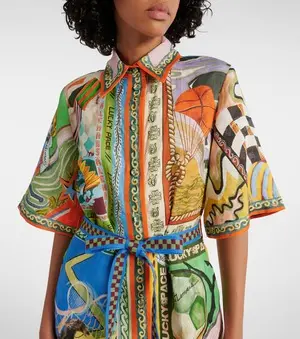 ALEMAIS Lucky Pace Printed Linen Shirt Dress - Multicoloured