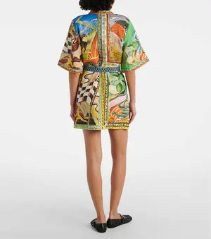 ALEMAIS Lucky Pace Printed Linen Shirt Dress - Multicoloured
