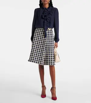 Valentino Garavani Ruffled Silk Crepe De Chine Blouse - Blue