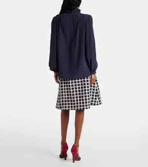 Valentino Garavani Ruffled Silk Crepe De Chine Blouse - Blue