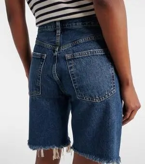FRAME Deconstructed High-rise Denim Shorts