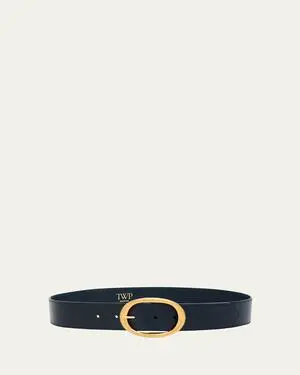 TWP Wide Leather Belt Midnight
