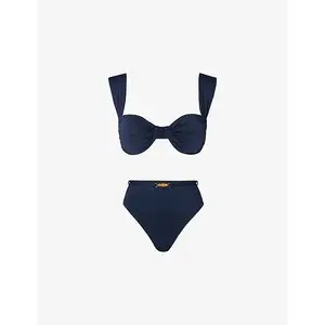 MALINA Sirine High-rise Bikini Bottoms - Dark Blue