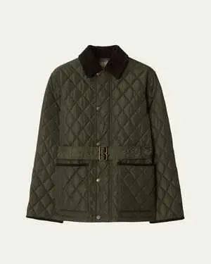 Burberry Chiltern Quilted Barn Jacket With Belt - Shale