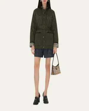 Burberry Chiltern Quilted Barn Jacket With Belt - Shale
