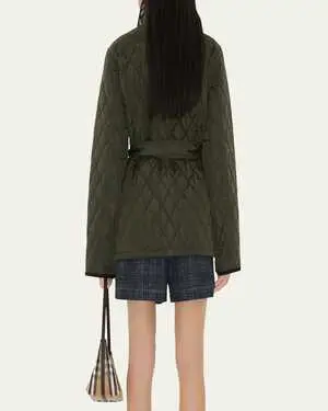 Burberry Chiltern Quilted Barn Jacket With Belt - Shale
