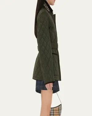 Burberry Chiltern Quilted Barn Jacket With Belt - Shale