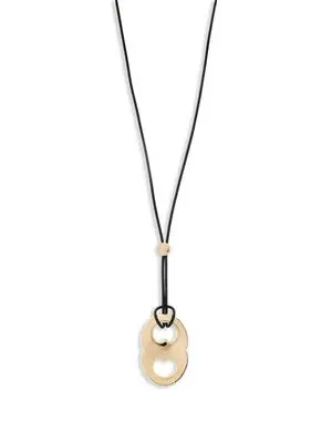 Tory Burch Leather Medallion Pendant Necklace - Black