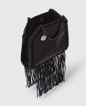 Stella McCartney Falabella Sequin Fringe Tiny Tote Bag - Black
