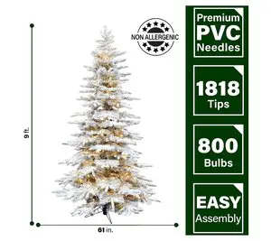FRASER HILL FARM 9-ft. Flocked Pine Valley Pre- Lit Tree