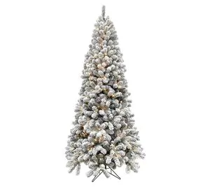 FRASER HILL FARM 7.5 Ft. Flocked Silverton Fir Pre-lit Tree - One-color