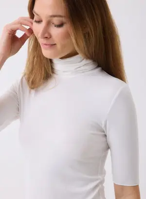 Majestic Filatures Soft Touch Elbow Sleeve Turtleneck