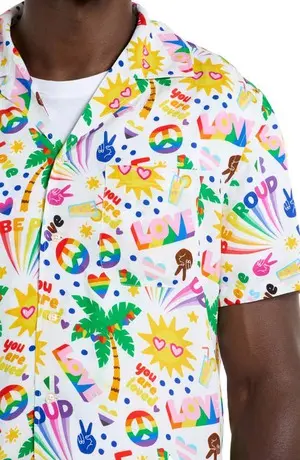 Opposuits Relaxed Fit Tropic Pride Icons Print Camp Shirt - White