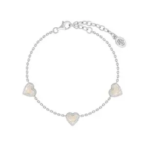 KARMA AND LUCK Joyful Connections Mother Of Pearl Heart Bracelet - Silver/white