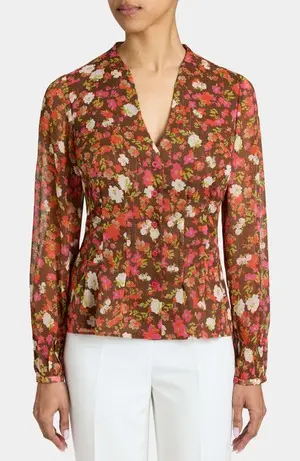 Santorelli Winnie Long Sleeve Buttoned Blouse - Coconut Multi