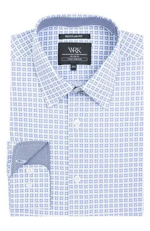 W.R.K Regular Fit Square Print Performance Dress Shirt