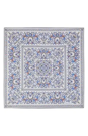 Liberty Lodden Silk Square Scarf - Cream/blue