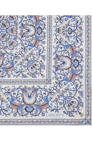 Liberty Lodden Silk Square Scarf - Cream/blue