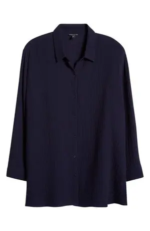 Eileen Fisher Classic Collar Organic Cotton Button-up Shirt