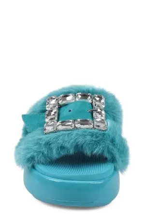 ZIGI Faux Fur Platform Sandal - Blue