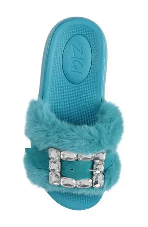 ZIGI Faux Fur Platform Sandal - Blue