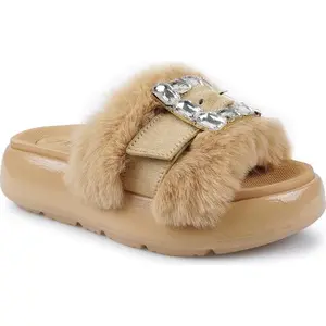 ZIGI Faux Fur Platform Sandal - Natural