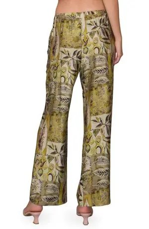 MELLODAY Floral Print Ankle Pants - Green Multi Abstract