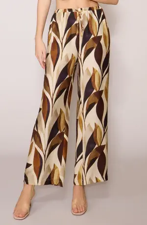 MELLODAY Floral Print Ankle Pants - Multi Leaf