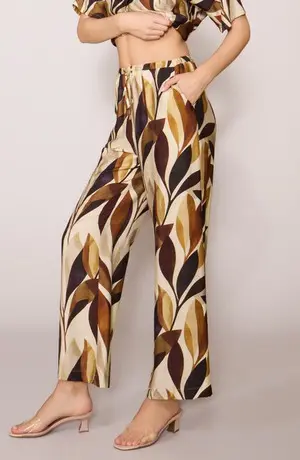 MELLODAY Floral Print Ankle Pants - Multi Leaf