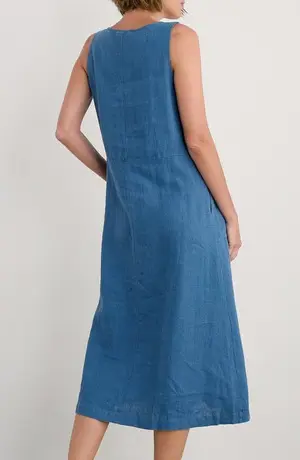 SEASALT CORNWALL Grass Wave Sleeveless Linen Midi Dress