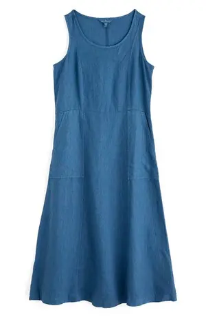 SEASALT CORNWALL Grass Wave Sleeveless Linen Midi Dress