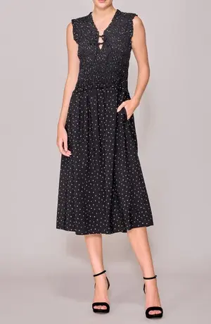 MELLODAY Shirred A-line Midi Dress