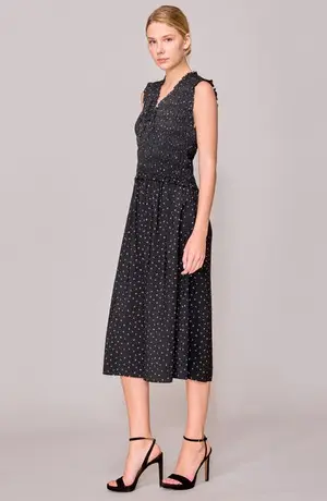 MELLODAY Shirred A-line Midi Dress