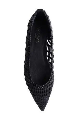 ARTISAN CRAFTED BY ZIGI Poppie Woven Pointed Toe Flat - Black Leather