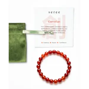 SEREE Carnelian Beaded Bracelet - Red