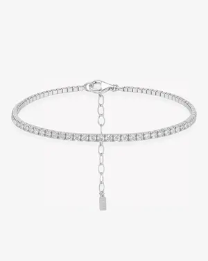 Ben Oni Pave Cz Tennis Anklet - Silver