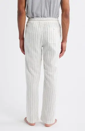 Daniel Buchler Stripe Linen Blend Drawstring Pajama Pants - Iron Stripe