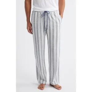 Daniel Buchler Stripe Linen Blend Drawstring Pajama Pants Navy Stripe
