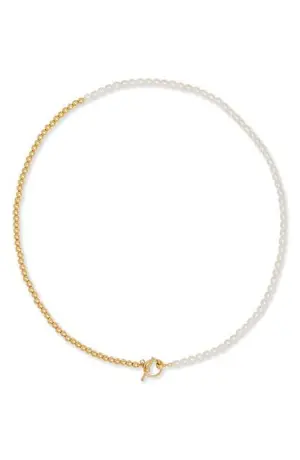 Kate Spade New York Freshwater Pearl Toggle Necklace - Cream/ Gold.