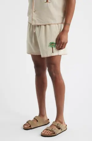 MAVRANS Palm Tree Linen Blend Shorts