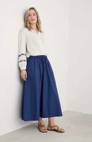 SEASALT CORNWALL Organic Cotton Drawstring Maxi Skirt