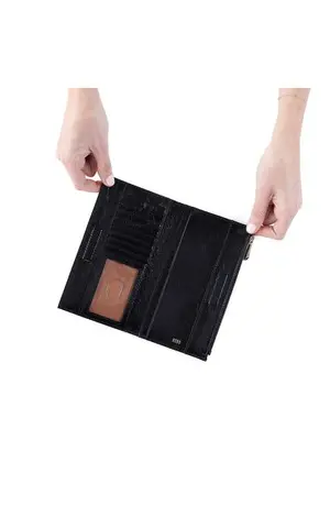 Hobo Large Jill Leather Bifold Wallet - Black