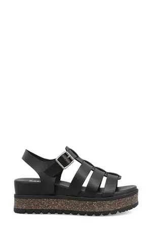Mia Kaja Platform Fisherman Sandal - Black