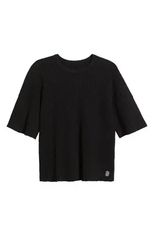 STANDARD ISSUE Oversize Thermal Knit T-shirt - Black