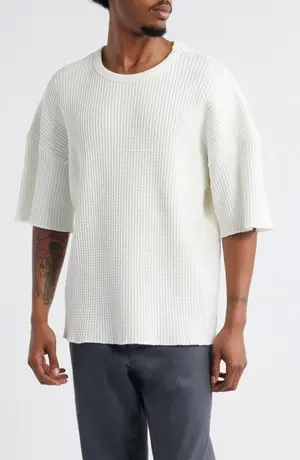 STANDARD ISSUE Oversize Thermal Knit T-shirt Natural