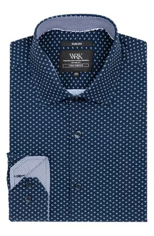 W.R.K Slim Fit Dash Print Performance Dress Shirt