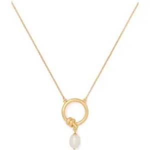 Kate Spade New York Ropes & Knots Freshwater Pearl Pendant Necklace - Cream/ Gold.